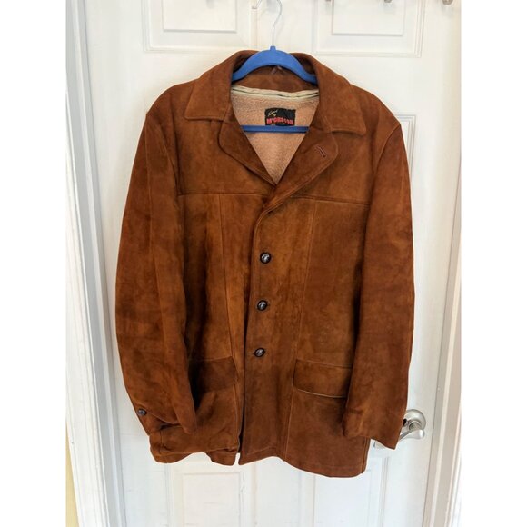 McGregor | Jackets & Coats | Vintage Mcgregor 8s Brown Suede Leather Button Down Coat Mens Size ...